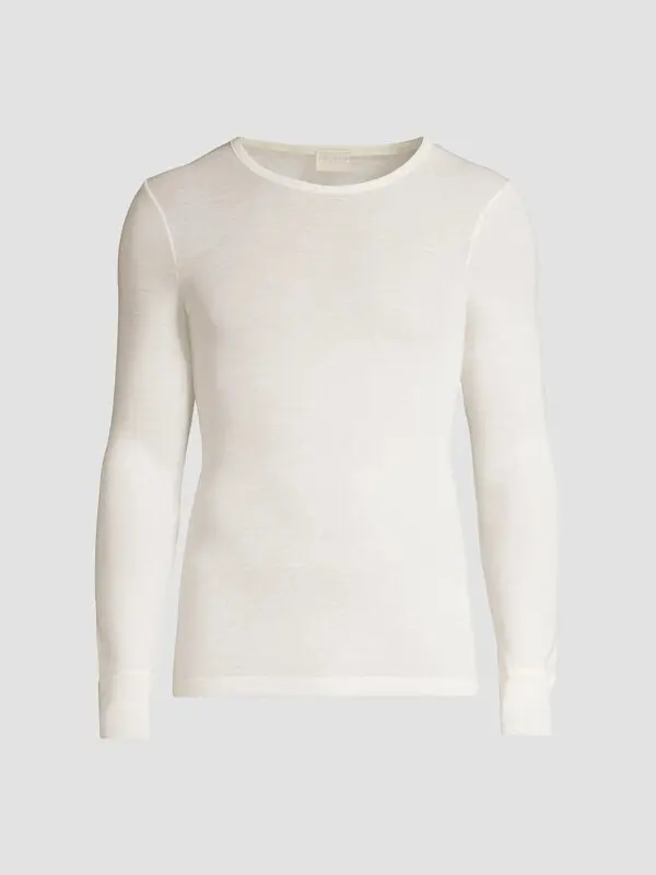 Hanro Woolen Silk Long Sleeve Crewneck Tee - Beige