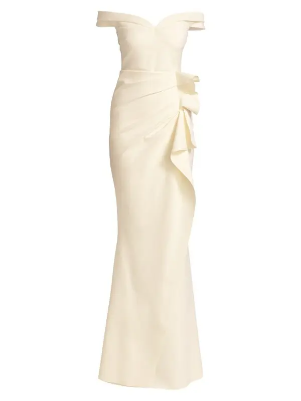 Chiara Boni La Petite Robe Radoslava Off-the-shoulder Wrap Gown - Cream