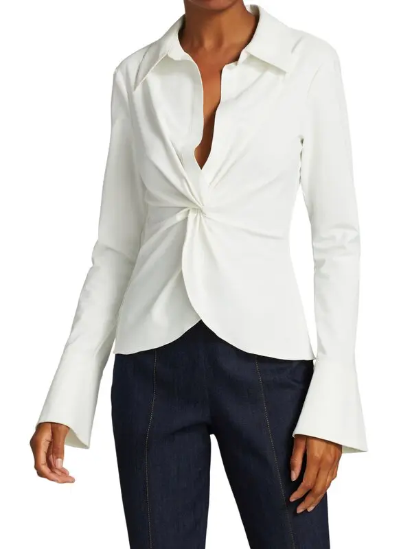 Cinq À Sept Mckenna Twist-front Blouse - Ivory