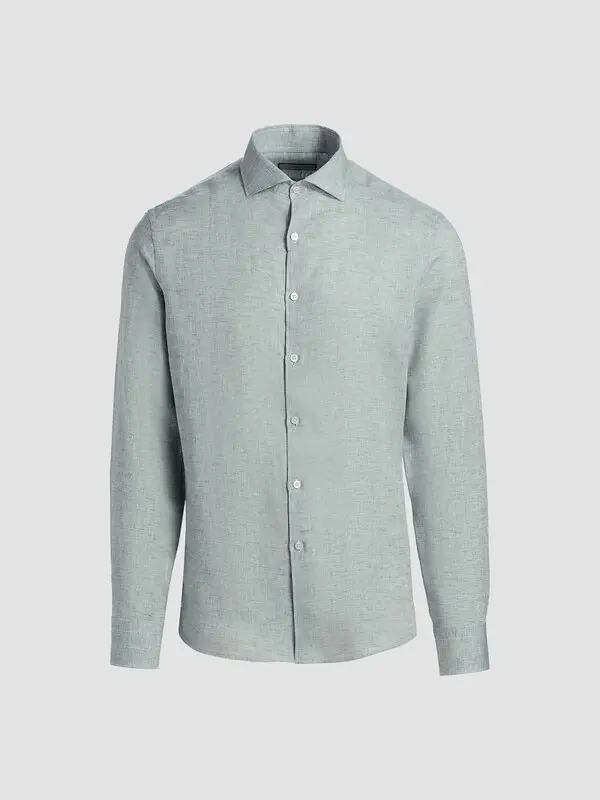 Canali Solid Linen Sport Shirt