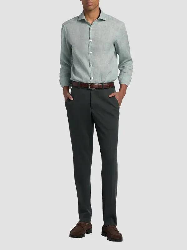 Canali Solid Linen Sport Shirt