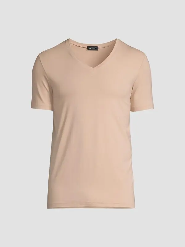 Hanro Cotton Superior Short Sleeve V-neck Tee - Neutral