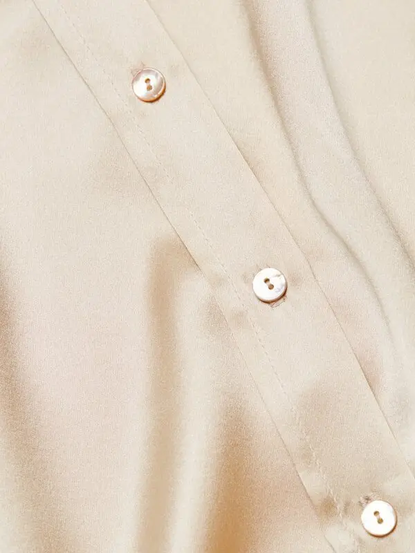 L'Agence Dani Three-quarter Sleeve Silk Shirt - Champagne