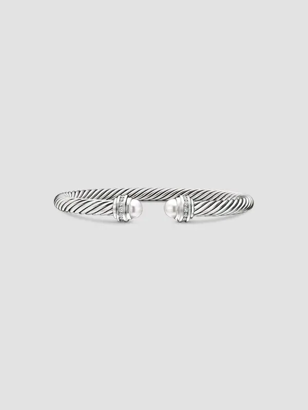 David Yurman Cable Classics Bracelet With Pearls & Diamonds - Pearl
