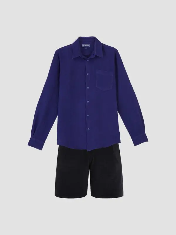 Vilebrequin Long-sleeve Linen Shirt - Midnight