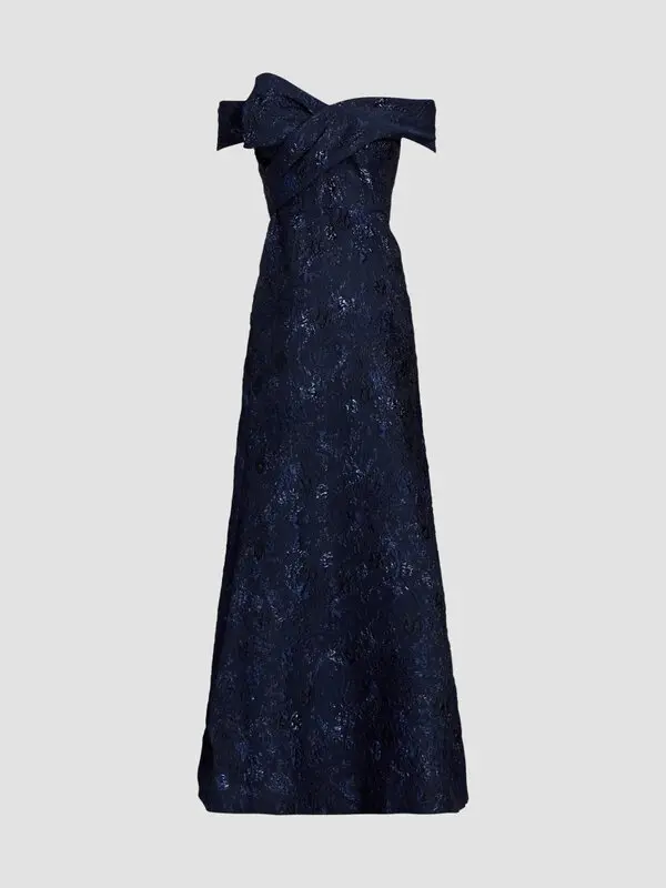 Rickie Freeman For Teri Jon Off-the-shoulder Gown