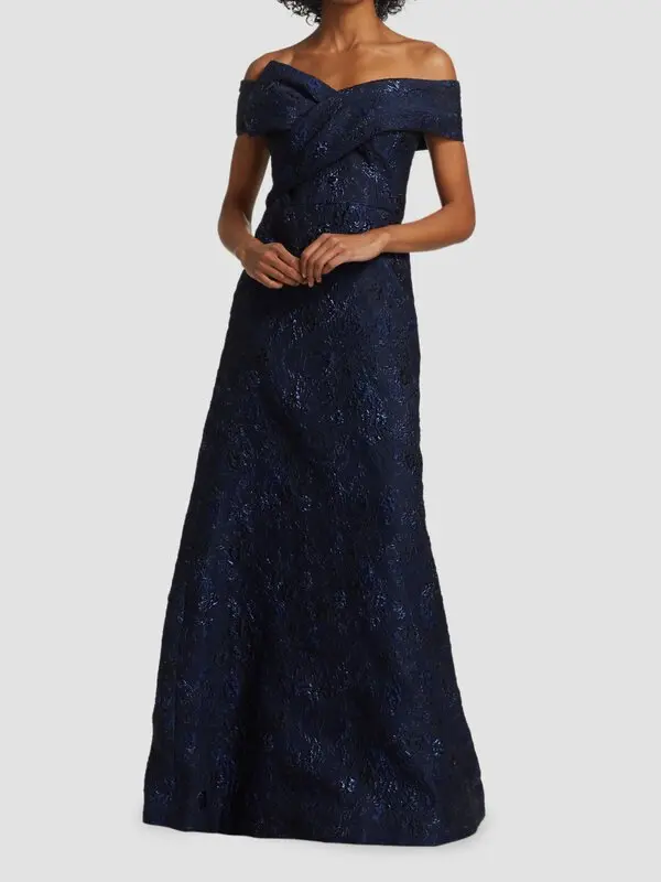 Rickie Freeman For Teri Jon Off-the-shoulder Gown