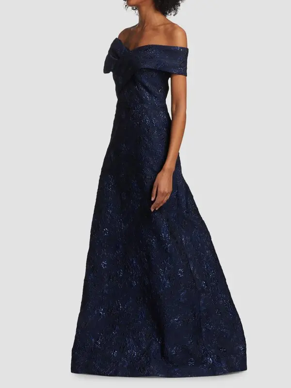 Rickie Freeman For Teri Jon Off-the-shoulder Gown