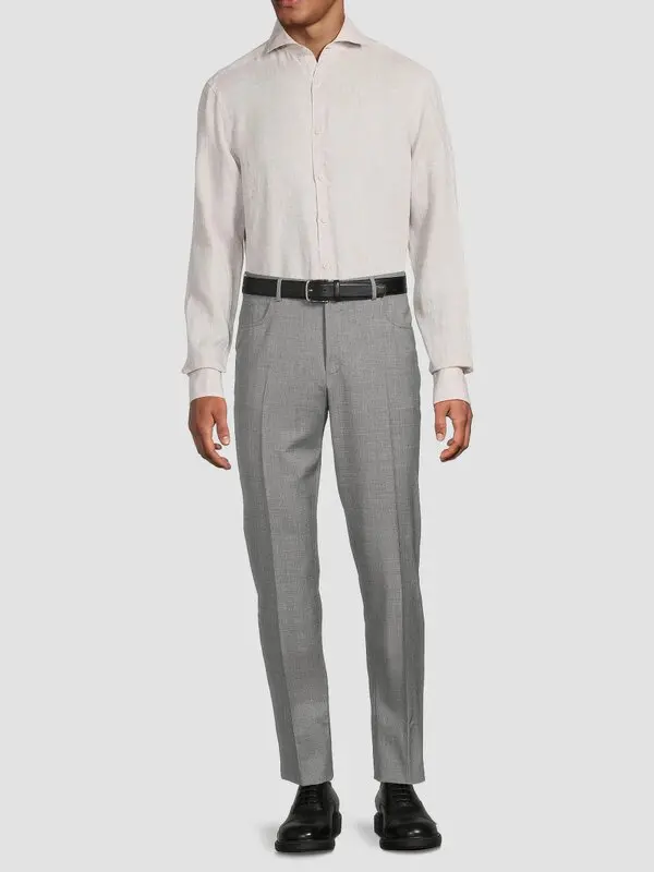 Canali Linen Sport Shirt - Light Tan