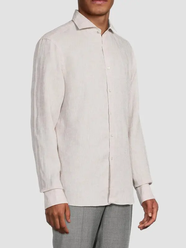 Canali Linen Sport Shirt - Light Tan