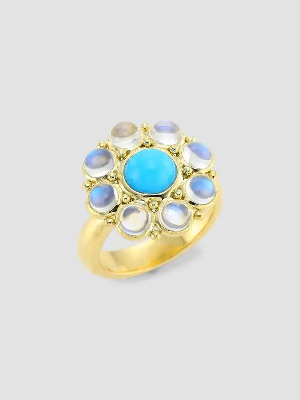 Temple St. Clair Stella 18k Turquoise & Blue Moonstone Ring - Yellow Gold