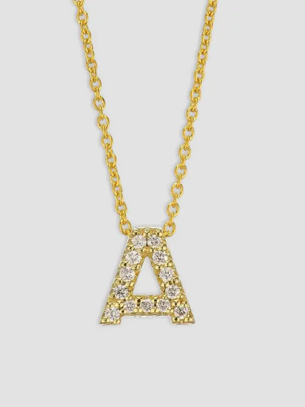 Roberto Coin Tiny Treasures Diamond & 18k Yellow Gold Initial Necklace - Initial A