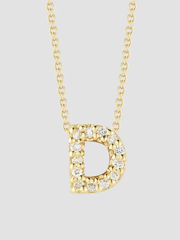 Roberto Coin Tiny Treasures Diamond & 18k Yellow Gold Initial Necklace - Initial D