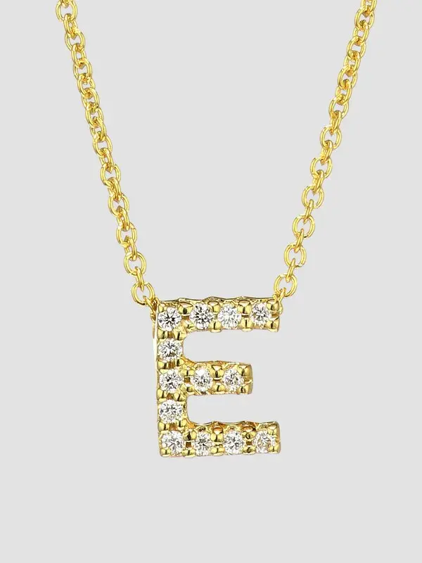 Roberto Coin Tiny Treasures Diamond & 18k Yellow Gold Initial Necklace - Initial E