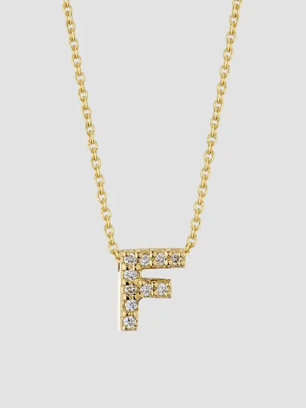 Roberto Coin Tiny Treasures Diamond & 18k Yellow Gold Initial Necklace - Initial F