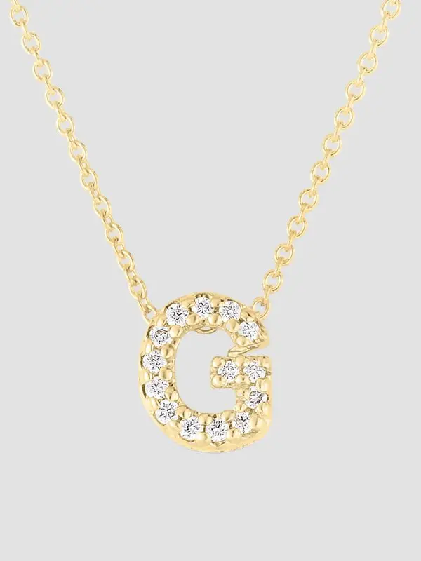 Roberto Coin Tiny Treasures Diamond & 18k Yellow Gold Initial Necklace - Initial G