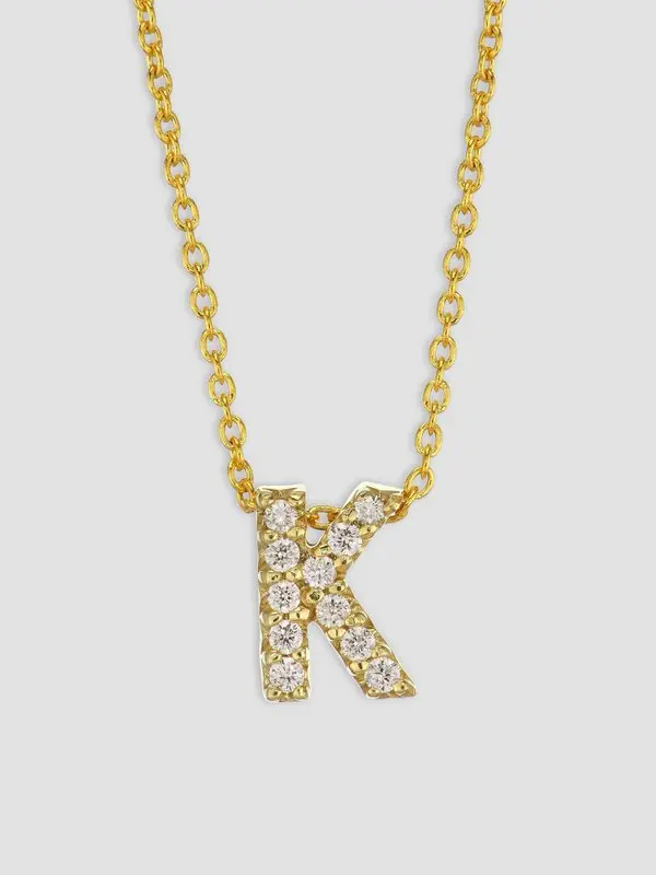 Roberto Coin Tiny Treasures Diamond & 18k Yellow Gold Initial Necklace - Initial K