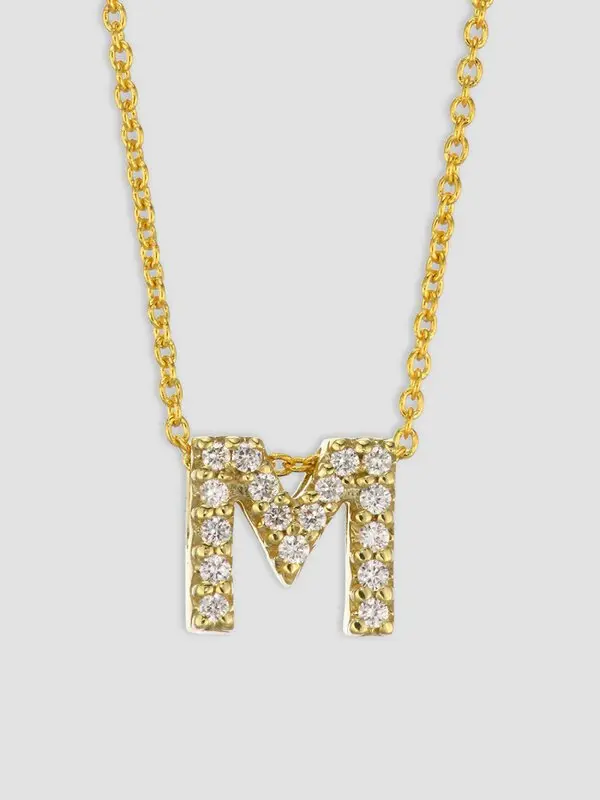 Roberto Coin Tiny Treasures Diamond & 18k Yellow Gold Initial Necklace - Initial M