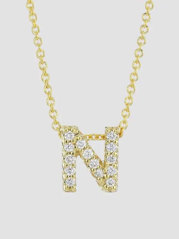 Roberto Coin Tiny Treasures Diamond & 18k Yellow Gold Initial Necklace - Initial N