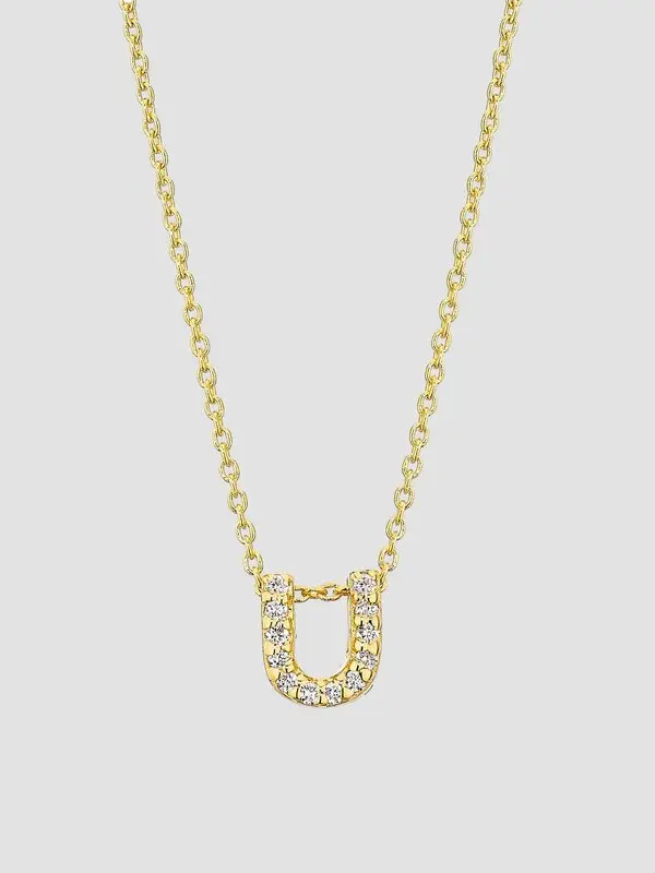 Roberto Coin Tiny Treasures Diamond & 18k Yellow Gold Initial Necklace - Initial U