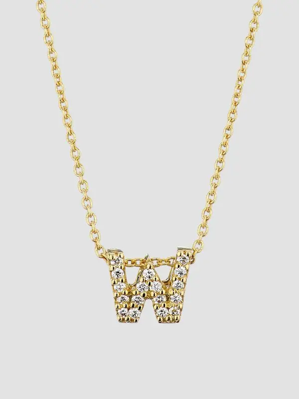 Roberto Coin Tiny Treasures Diamond & 18k Yellow Gold Initial Necklace - Initial W