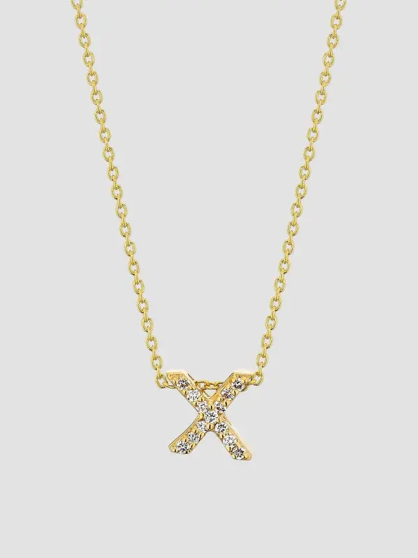 Roberto Coin Tiny Treasures Diamond & 18k Yellow Gold Initial Necklace - Initial X