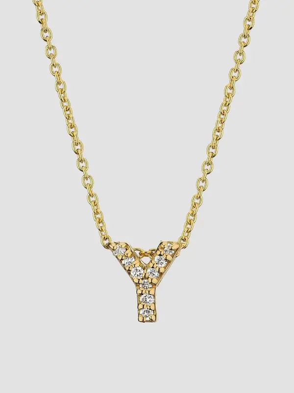 Roberto Coin Tiny Treasures Diamond & 18k Yellow Gold Initial Necklace - Initial Y