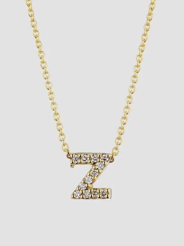 Roberto Coin Tiny Treasures Diamond & 18k Yellow Gold Initial Necklace - Initial Z