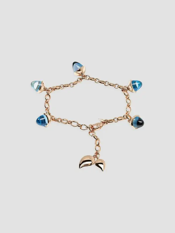 Tamara Comolli Mikado Flaco 18k Rose Gold & Blue Multi-stone Acorn Charm Bracelet - Topaz