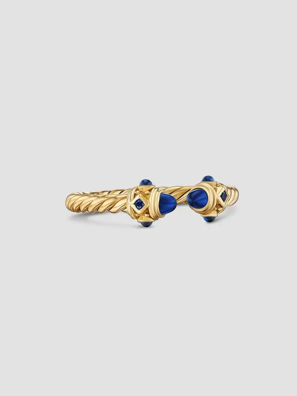 David Yurman Renaissance Open Ring In 18k With Gemstones - Blue Sapphire