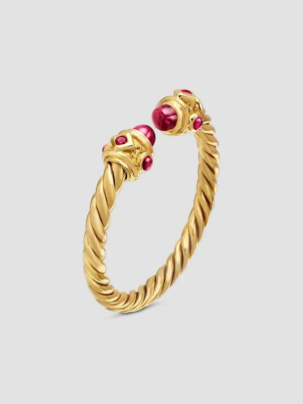 David Yurman Renaissance Open Ring In 18k With Gemstones - Ruby