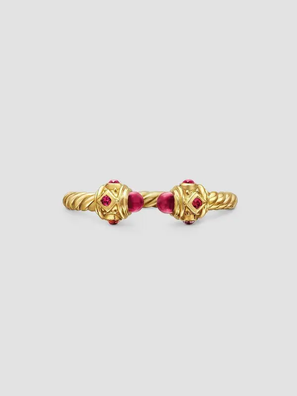David Yurman Renaissance Open Ring In 18k With Gemstones - Ruby