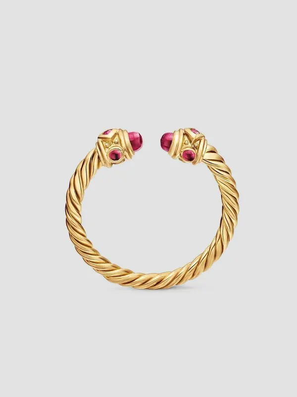 David Yurman Renaissance Open Ring In 18k With Gemstones - Ruby