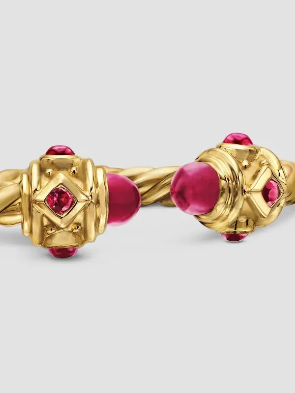 David Yurman Renaissance Open Ring In 18k With Gemstones - Ruby