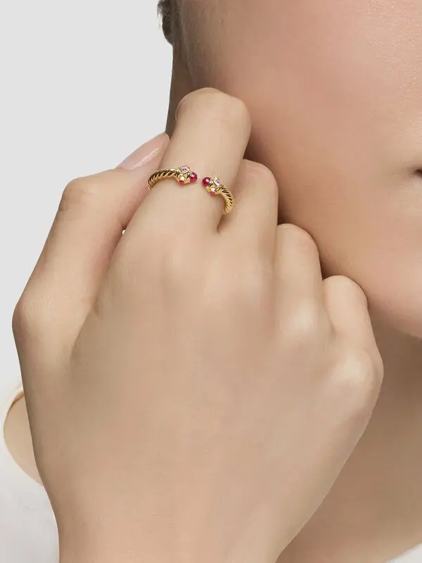 David Yurman Renaissance Open Ring In 18k With Gemstones - Ruby