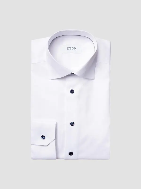 Eton Slim-fit Twill Dress Shirt With Navy Details