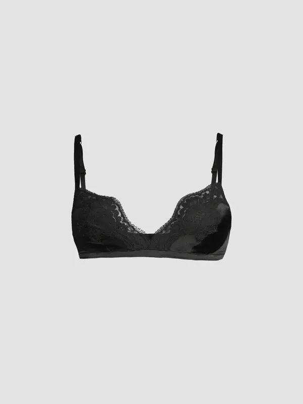 Dolce & Gabbana Silk & Lace Soft Cup Bra - Nero