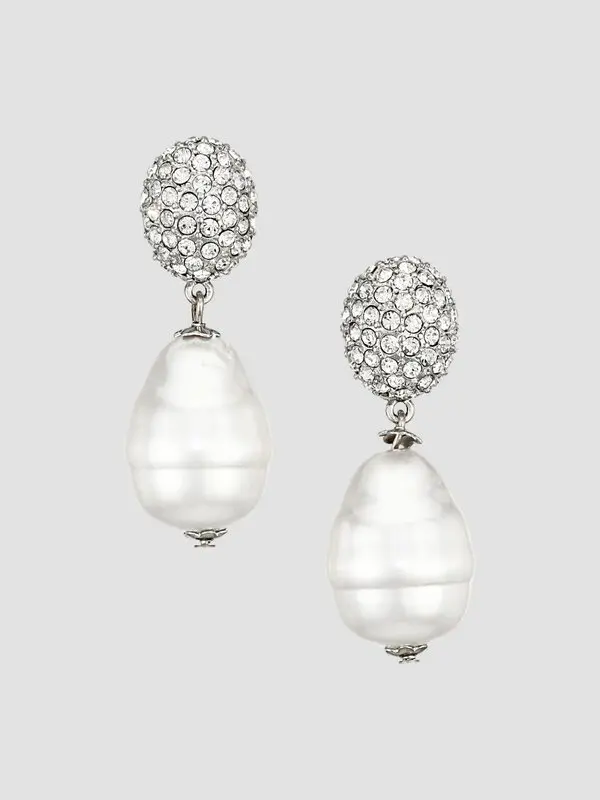 KENNETH JAY LANE Crystal & Glass Pearl Drop Earrings