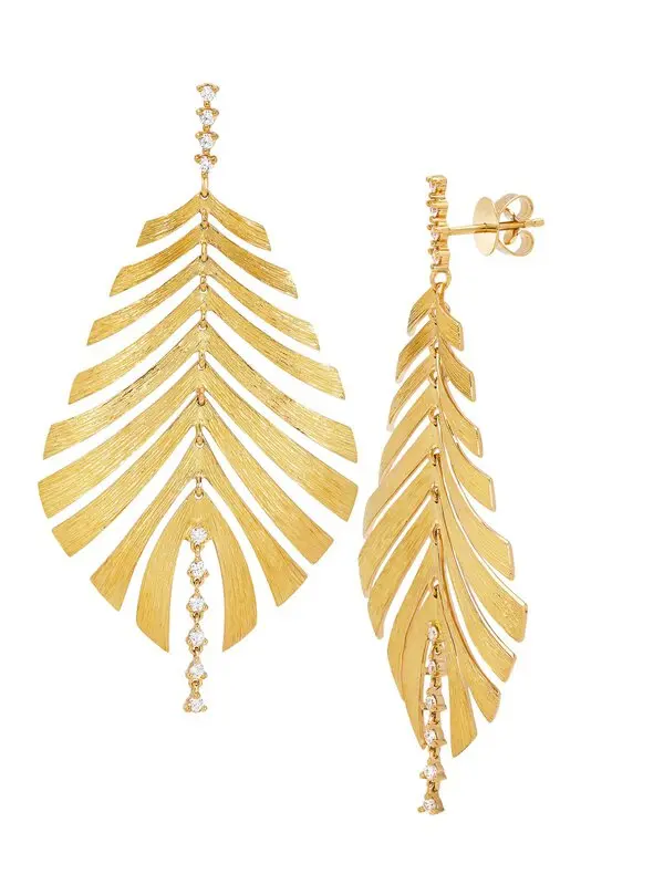Hueb Bahia 18k Yellow & Diamond Leaf Earrings - Gold
