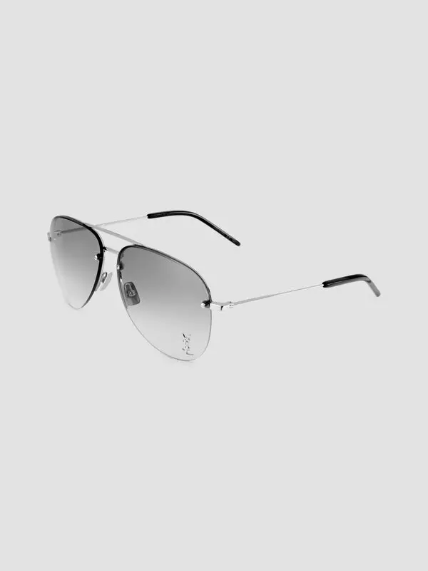 Saint Laurent Monogram Classic 59mm Pilot Sunglasses - Silver