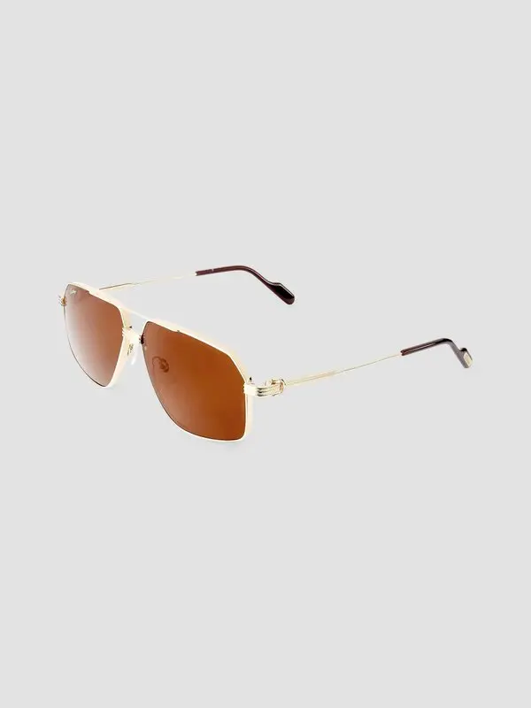 Cartier Core Range 61mm Pilot Sunglasses - Gold