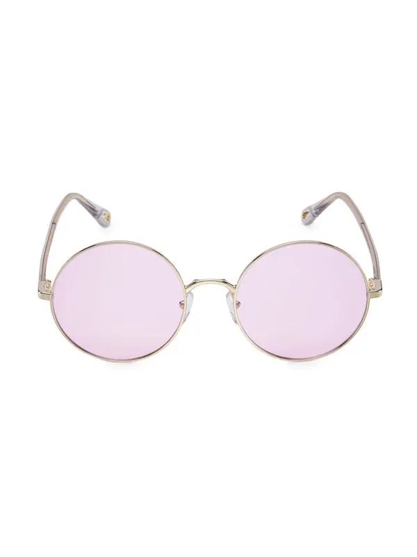 Chloé 56mm Round Sunglasses With Clip-on Aviator Lenses