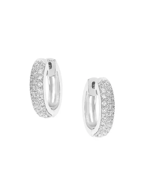 DJULA Graphique 18k & Diamond Hoop Earrings - White Gold