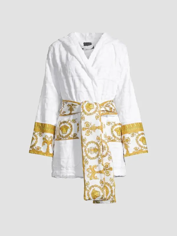 Versace Barocco Wrap Robe - Bianco
