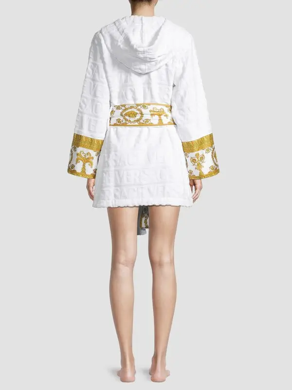 Versace Barocco Wrap Robe - Bianco