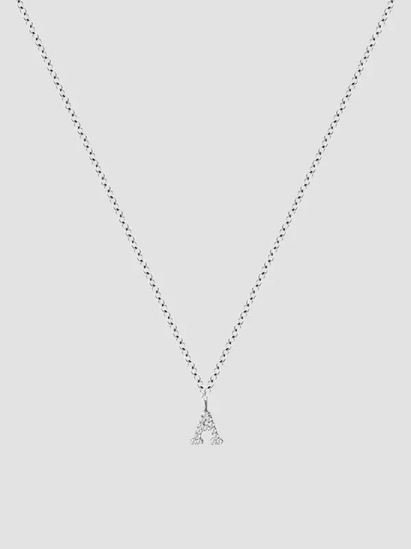 Meira T 14k White Gold Diamond Intial Pendant Necklace - Initial A