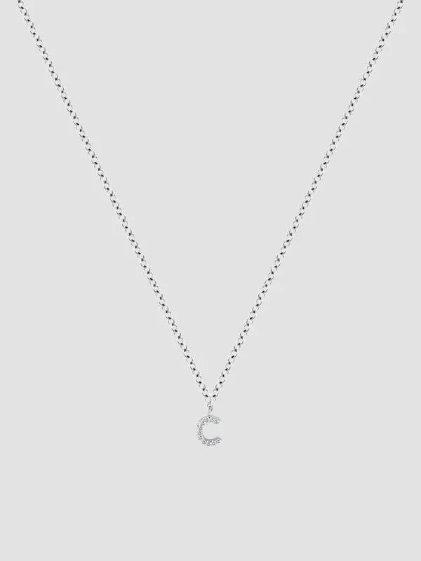 Meira T 14k White Gold Diamond Intial Pendant Necklace - Initial C