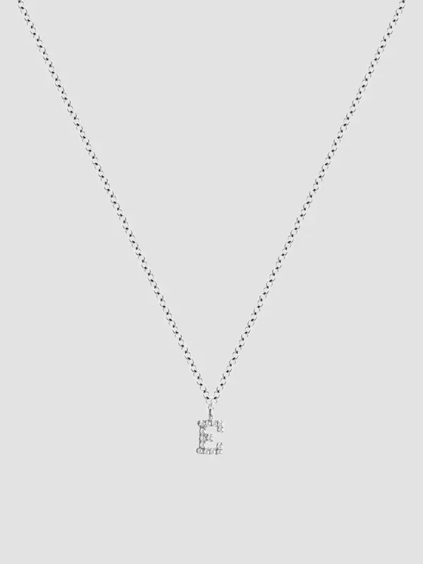 Meira T 14k White Gold Diamond Intial Pendant Necklace - Initial E