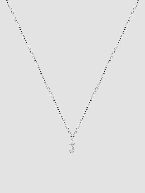 Meira T 14k White Gold Diamond Intial Pendant Necklace - Initial J