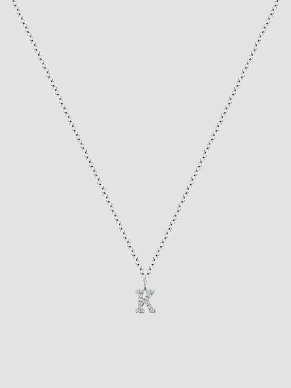 Meira T 14k White Gold Diamond Intial Pendant Necklace - Initial K